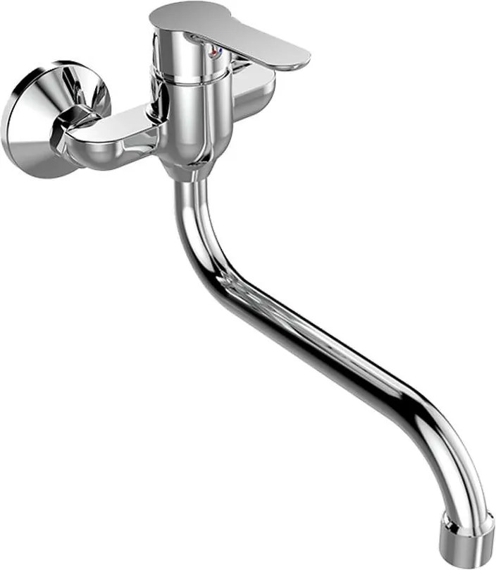 Mereo, Mereo Dřezová nástěnná baterie, Zuna, 100 mm, s ramínkem trubkovým ø 18 mm - 300 mm, chrom, MER-CB301A06Z