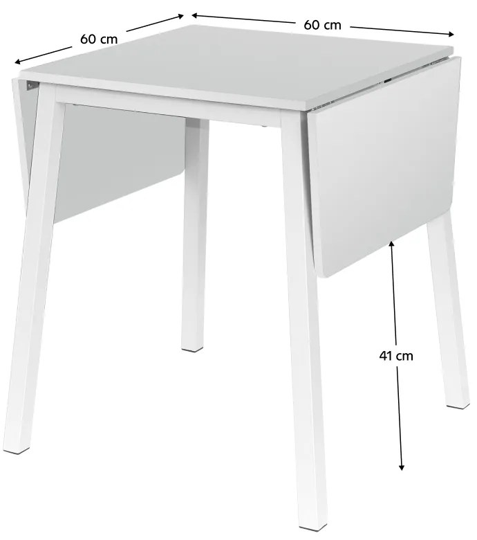 Kondela Jídelní stůl, MDF foliovaná / kov, bílá, 60-120x60 cm, MAURO