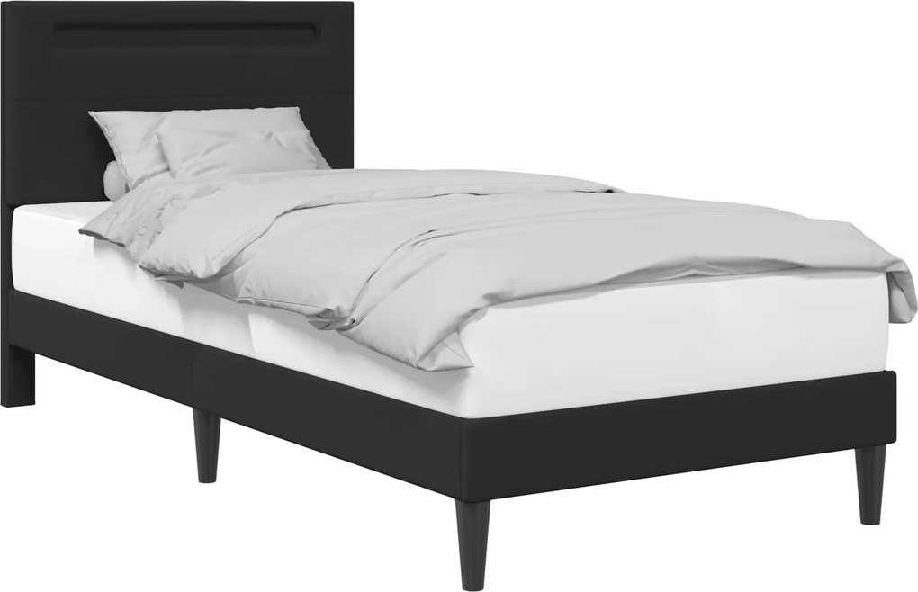Rám postele s LED pásky s čelo Černá 90 x 190 cm Umělá kůže 3414700
