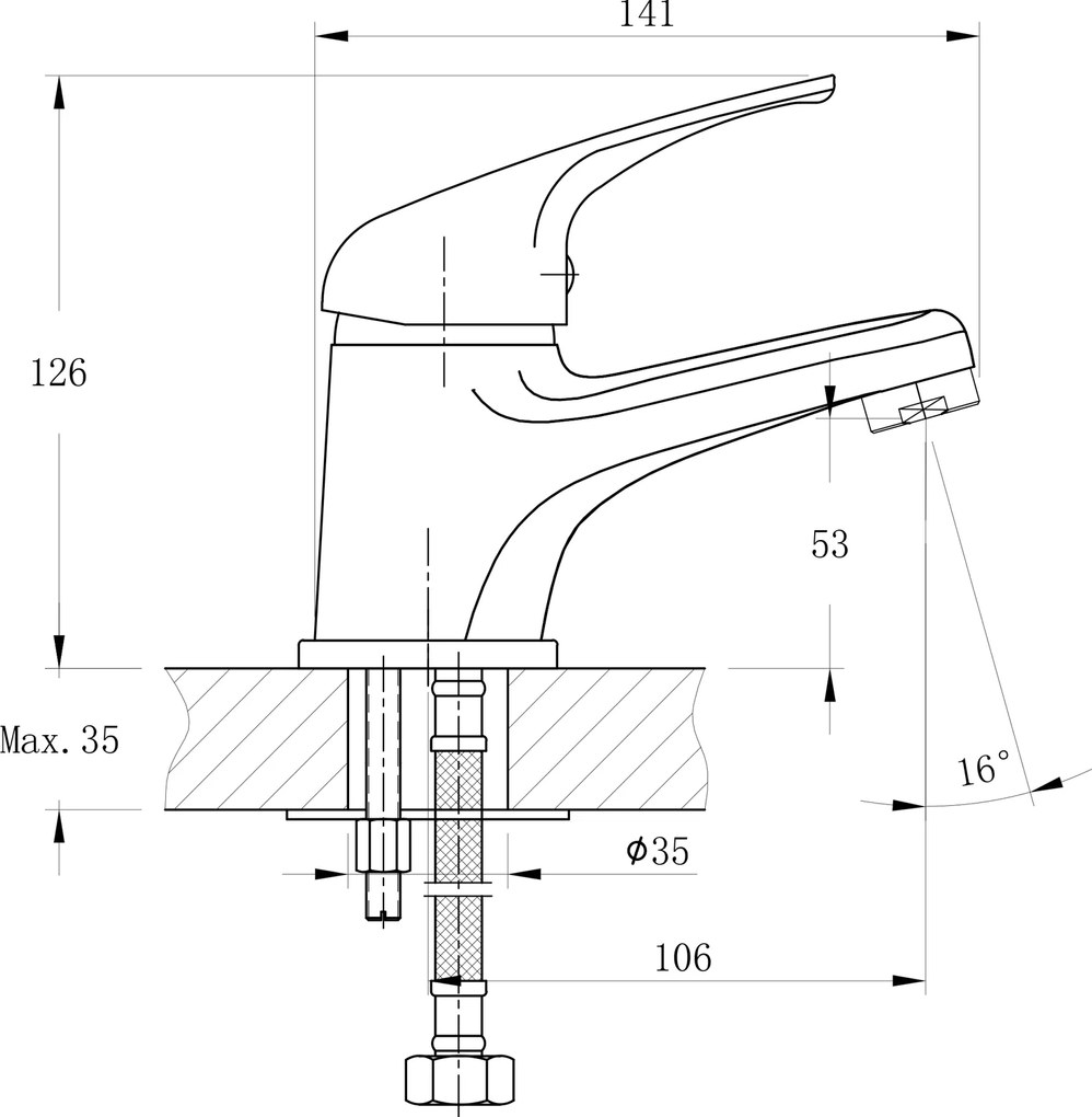 Bruckner Hoffer umyvadlová baterie stojánková bez výpusti chrom 424.002.1