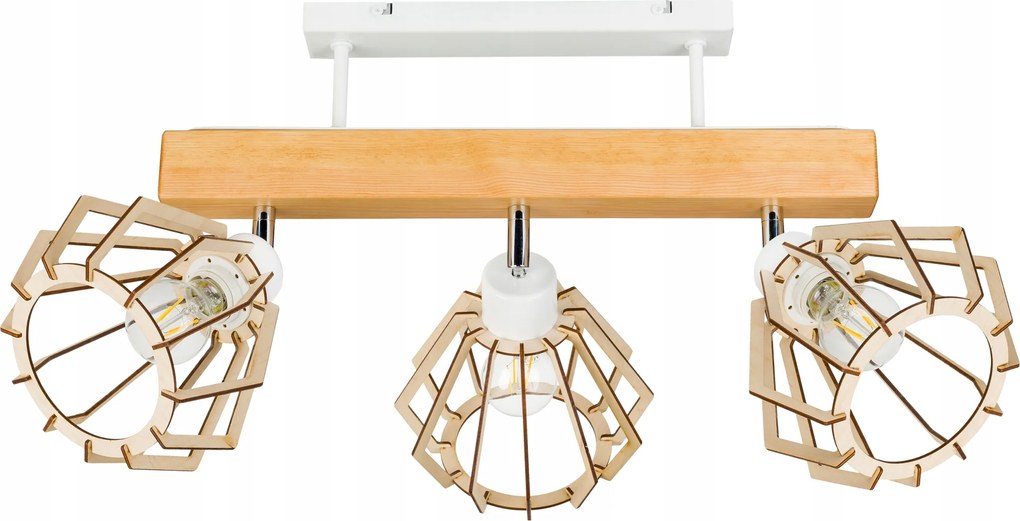 Dřevěná stropní lampa Lustr Stropní Svítidlo Loft bílá na 3x Klosz E27