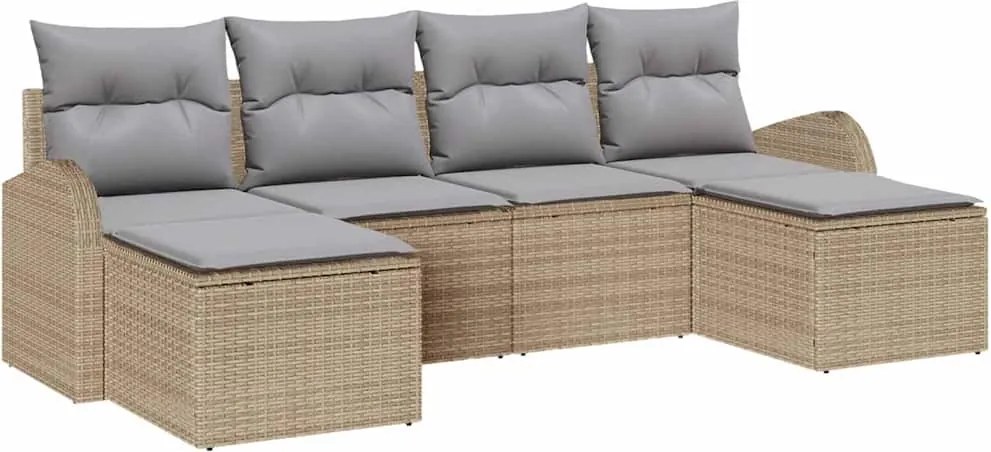 Set pohovek 6 ks Beige a světle šedá polyratan 3354819