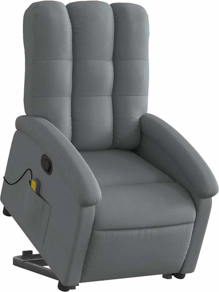 Zvedací masážní polohovací křeslo tmavě šedé textil 3204105