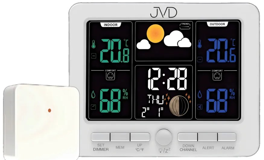 JVD Digitální stříbrná rádiem řízená meteorologická stanice JVD RB6685.1