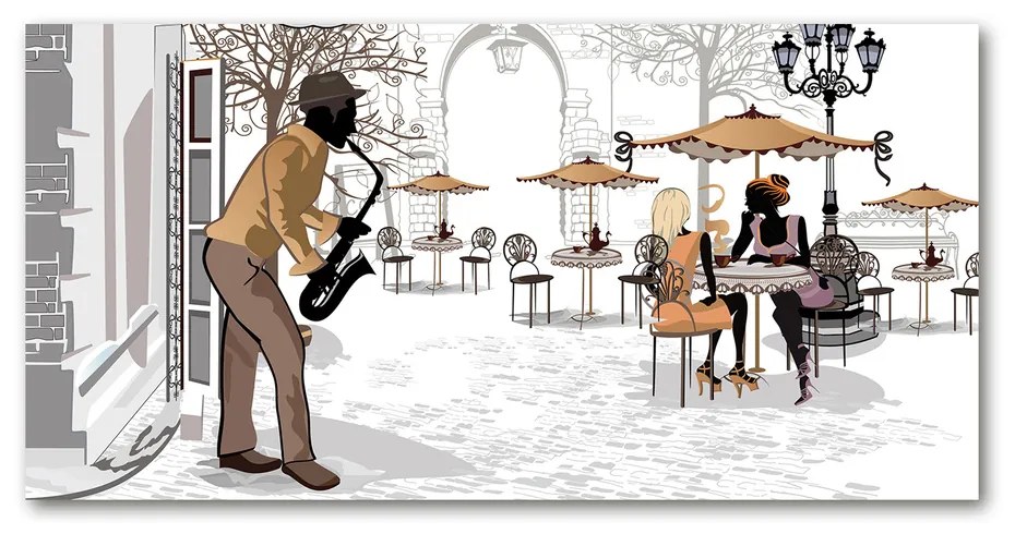 Wallmuralia Foto obraz skleněný horizontální Pouliční hudebník 100x50 cm