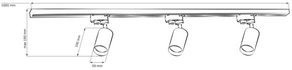 Bodové svítidlo do lištového systému PARIS 3xGU10/10W/230V + 1 m lištový systém