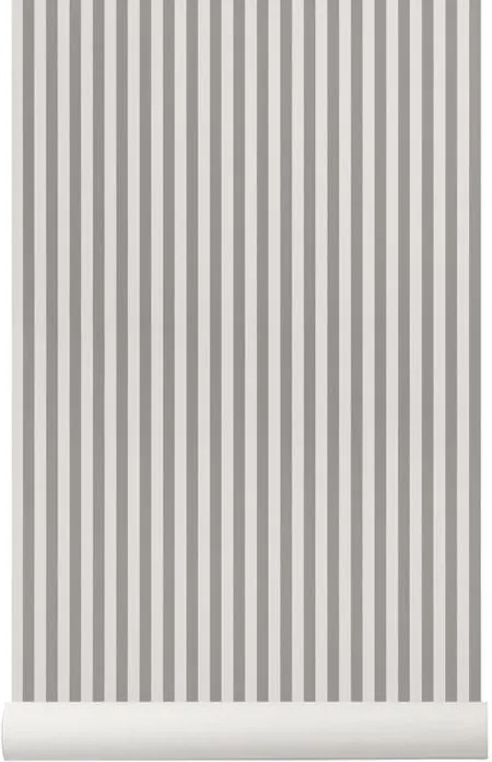 ferm LIVING Tapeta Thin Lines - Grey/Off White, šedá barva, papír