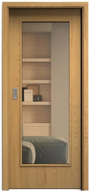 SAPELI ELEGANT KOMFORT M40 - DÝHA - POSUVNÉ DVEŘE VČ. ZÁRUBNĚ - Dub natur Průchozí šířka (cm): 70, Průchozí výška (cm): 210