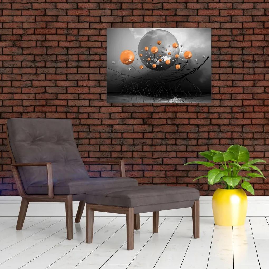 Skleněný obraz oranžových koulí (70x50 cm)