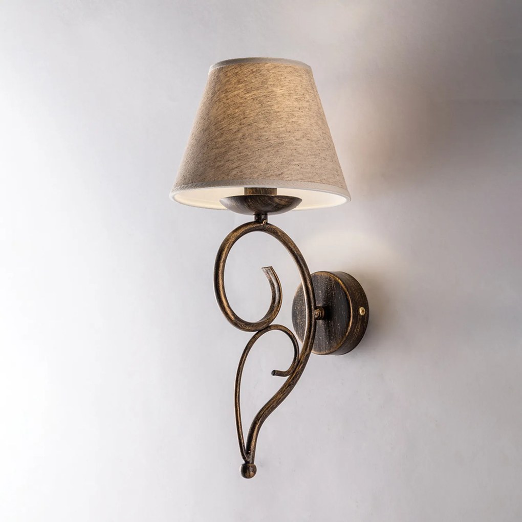 Light for home - Nástěnné svítidlo BL258-AP1-BR Vienna, 1 X 40 Watt Max, hnědá, zlatá, 1x40W, E14, Hnědá, zlatá