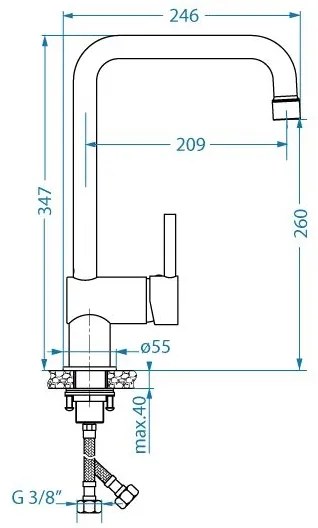 ALVEUS 1150925 - Dřezová baterie STELLA 34,7 cm černá