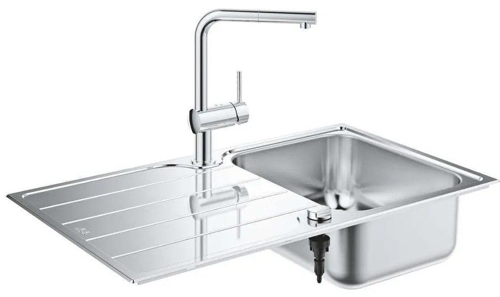 Grohe - Set dřezu K500 a baterie Minta, kartáčovaná nerez/chrom 31573SD1