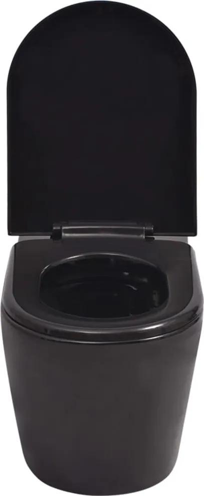 vidaXL Závěsná toaleta s podomítkovou nádržkou keramická černá [3054477]