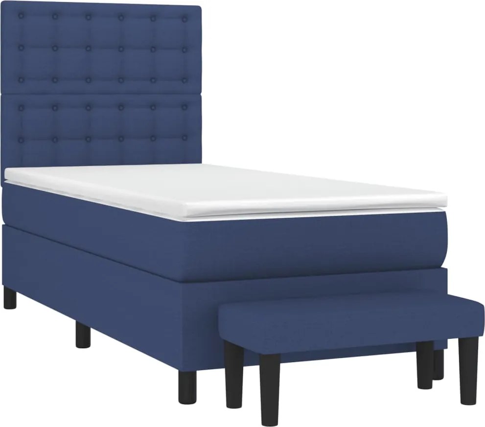 Box spring postel s matrací modrá 90x200 cm textil 3136891