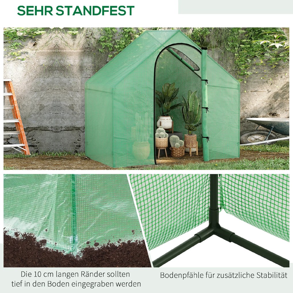 Outsunny polytunelový skleník na rajčata Skleník s oknem a dveřmi Zelený ocelový PVC plast 180 x 100 x 168 cm