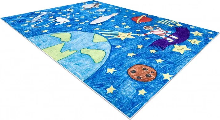 Detský kusový koberec Bambino 2265 Rocket Space blue, 80x150, modrá, detská izba, Dywany Łuszczów