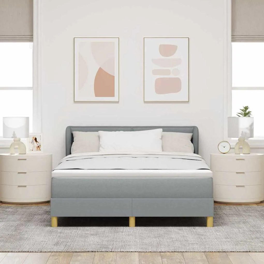 Postel s boxspringem s matrací Světle šedá 140 x 190 cm textil 3340143