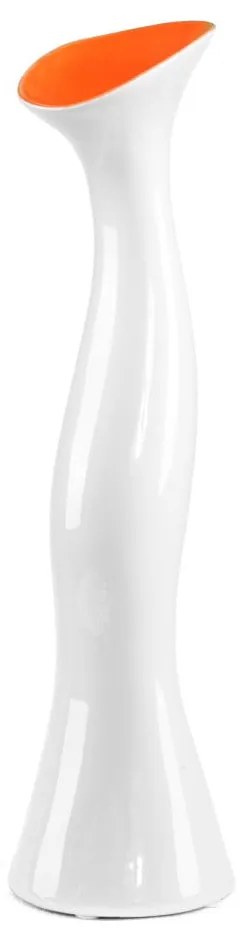 Bílá keramická váza s oranžovým detailem Mauro Ferretti Mica, výška 54 cm