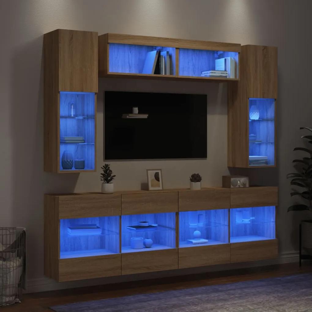 6dílná obývací stěna s LED osvětlením dub sonoma - Default Title