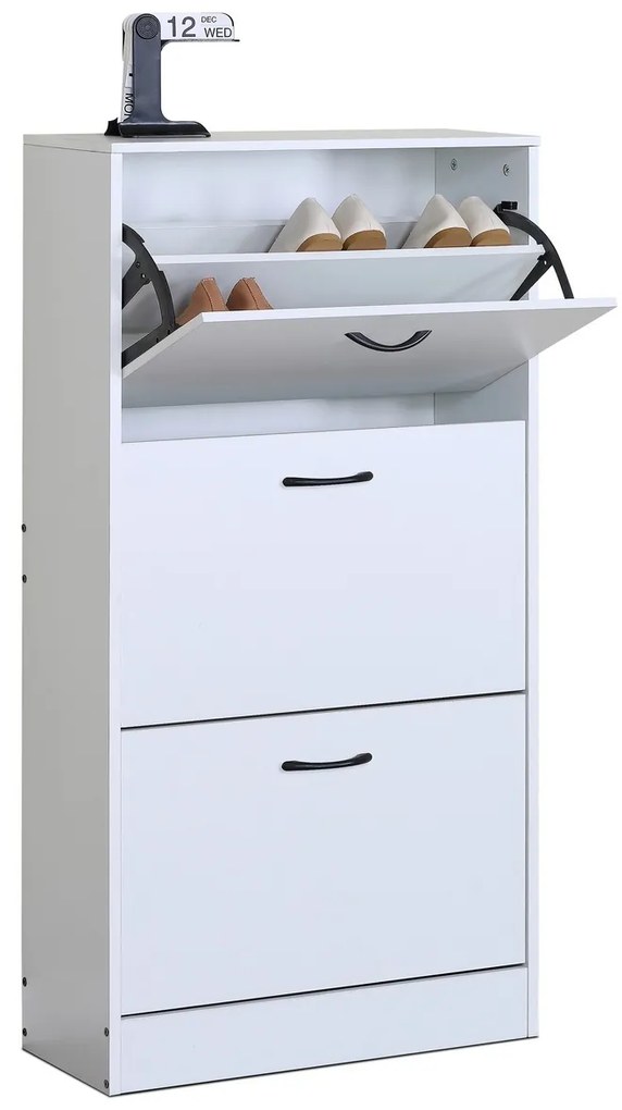 Botník s přihrádkami G1016 WT, bílá, 3 patra