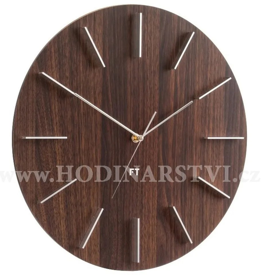 Designové nástěnné hodiny Future Time FT2010WE Round dark natural brown 40cm