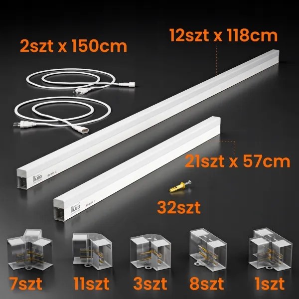 LED Stropní svítidlo LED/426W/85-265V 4000K 484x243 cm CRI 90 IP44 bílá