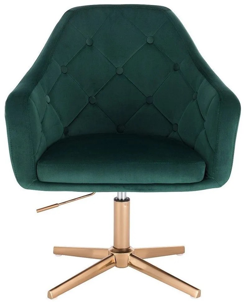 LuxuryForm DESIGN Otočné křeslo ANDORA VELUR na zlatém kříži - zelené
