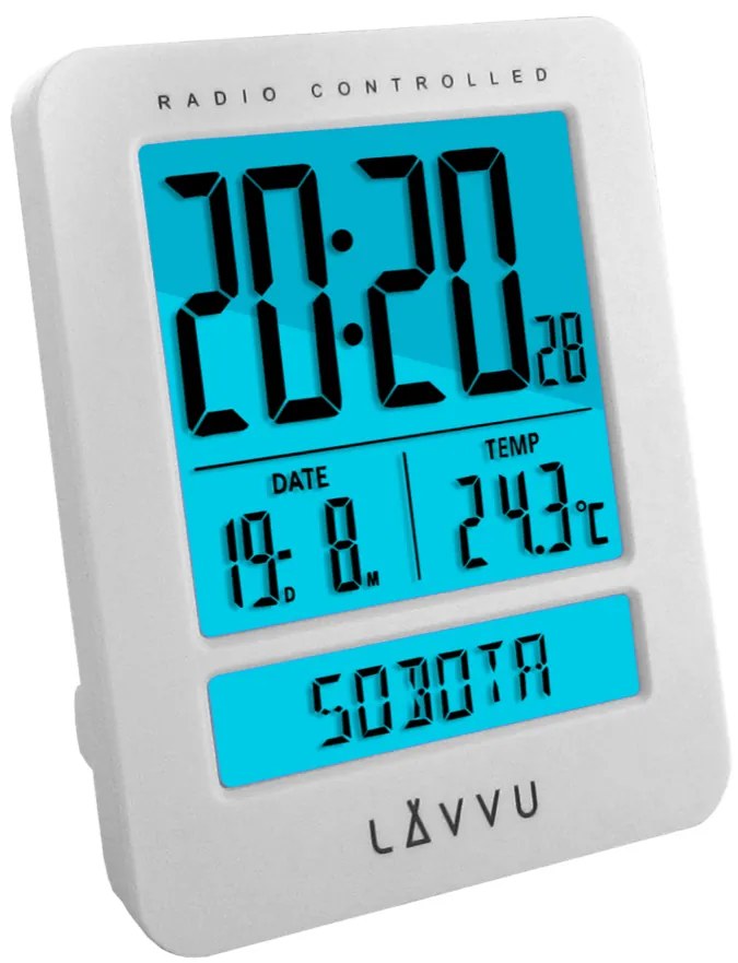 LAVVU Digitální budík řízený rádiovým signálem LAVVU Duo White LAR0020