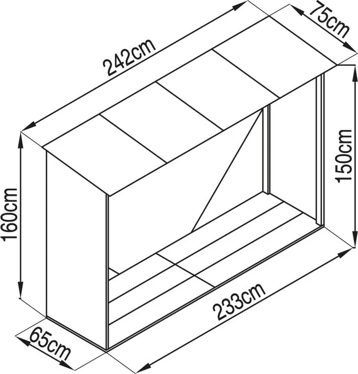 Přístřešek na dřevo G21 WOH 181 - 242 x 75 cm, hnědý