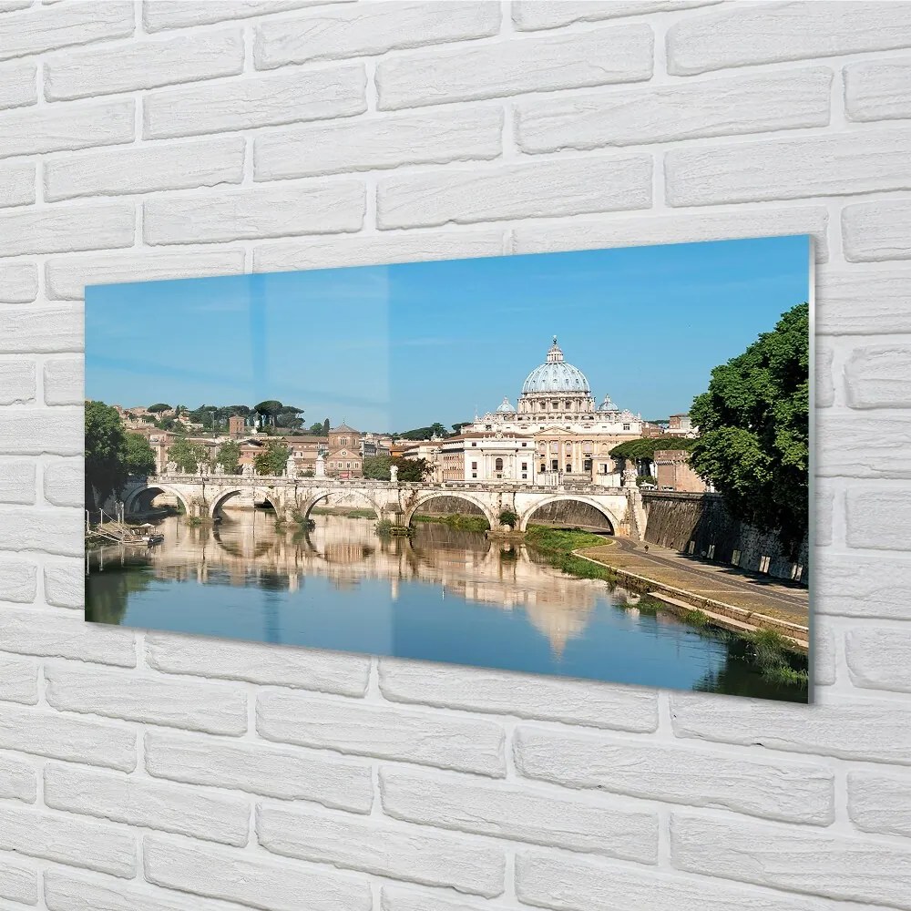 Obraz na skle Rome River mosty 125x50 cm