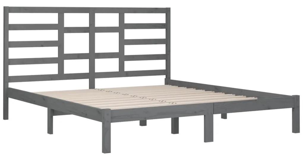 Rám postele šedý masivní dřevo 180 x 200 cm Super King,  3105812
