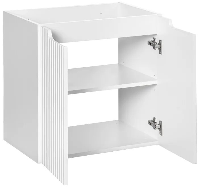 Závěsná skříňka Nova White s deskou a umyvadly 140 cm bílá/dub evoke
