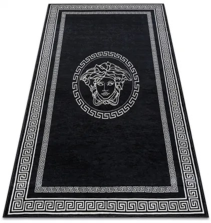 Dywany Luszczow Kusový koberec ANDRE pratelný 2031 vzor rámu medúza řecký protiskluz, černá bílá Rozměr koberce: 80 x 150 cm