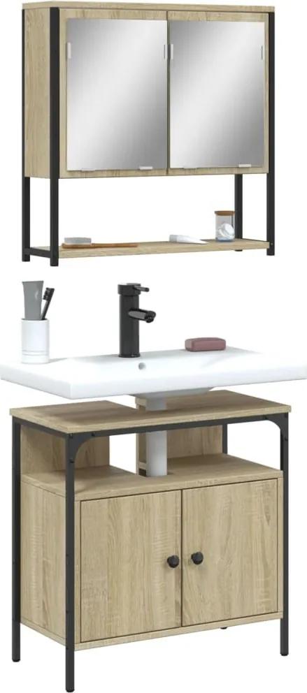 vidaXL 2dílný set koupelnového nábytku kompozitní dřevo [3214658] Barva: Černá