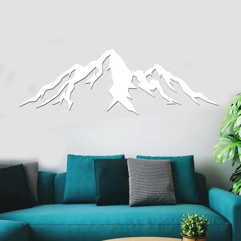 Dřevěný obraz Horské vrcholky Rozměry (cm): 120x40, Barevný vzor: Bílá
