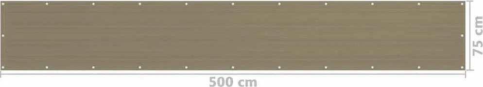Balkonová zástěna taupe 75 x 500 cm HDPE 310958