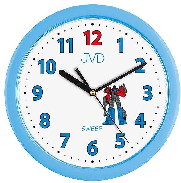 Modré dětské nástěnné hodiny JVD H12.6 s transformers autobotem
