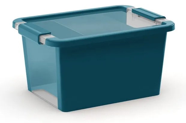 Plastový úložný box s víkem v petrolejové barvě 36,5x26x19 cm Bi-Box – KIS
