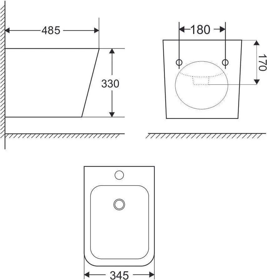 Mereo Mereo, Bidet závěsný kapotovaný , 485x345x330, keramický, bílý, VSD83B