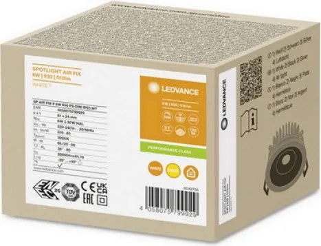 Podhledové LED svítidlo LEDVANCE SPOT AIR FIX IP65 bílé 6W 3000K CRI90 36° stmívatelné