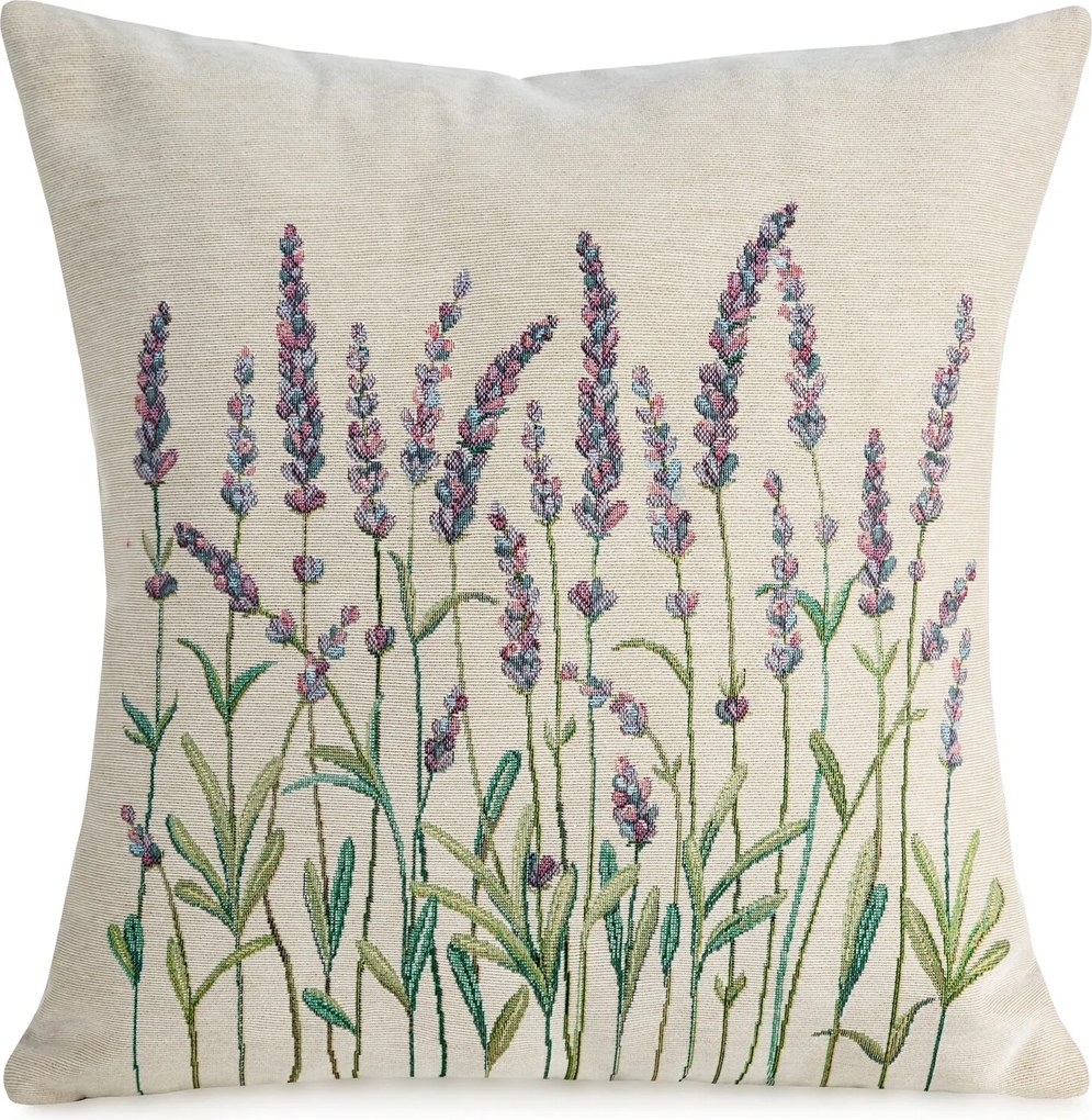 GOBELÍNOVÝ DEKORAČNÍ POVLAK NA POLŠTÁŘ LAVENDER2 45X45 CM VZOROVANÁ