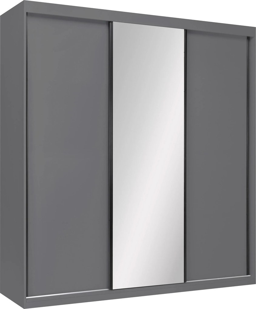 XXXLutz ŠATNÍ SKŘÍŇ S POSUVNÝMI DVEŘM, barvy grafitu, 200/215/59,5 cm P & B - Šatní skříně - 000885001508
