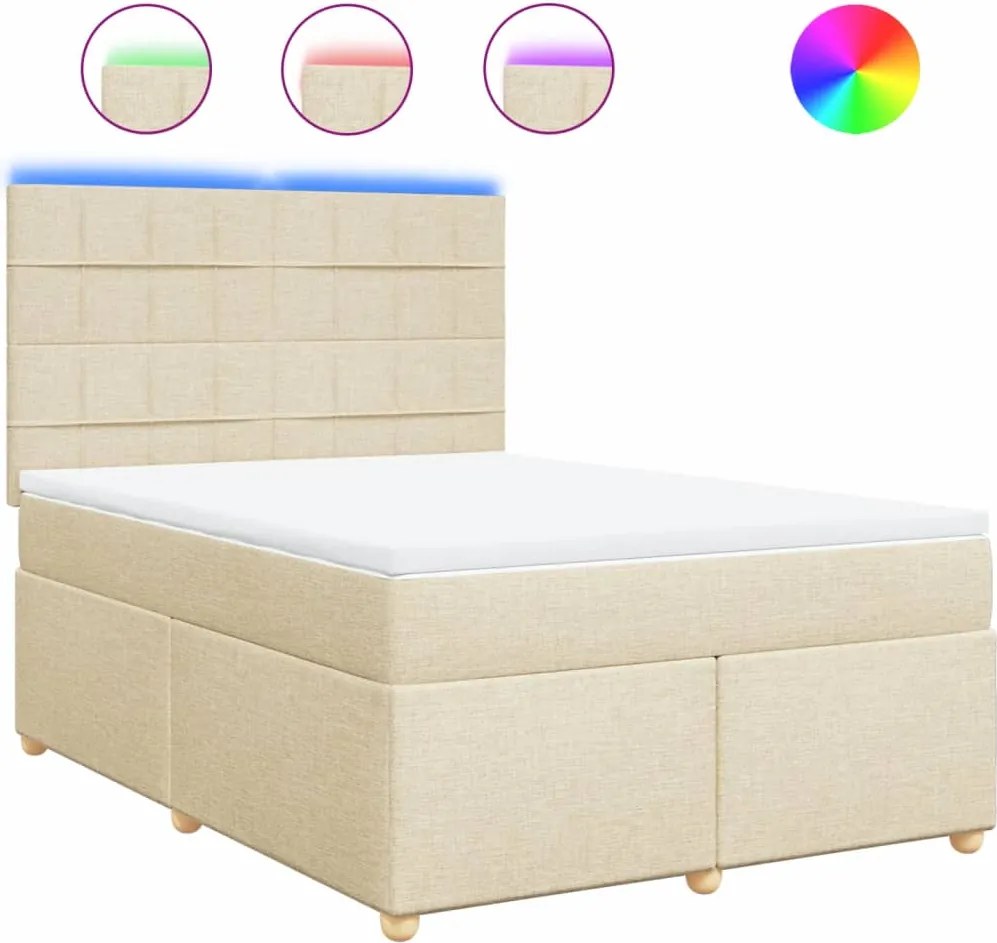 Box spring postel s matrací krémová 140x200 cm textil 3293608