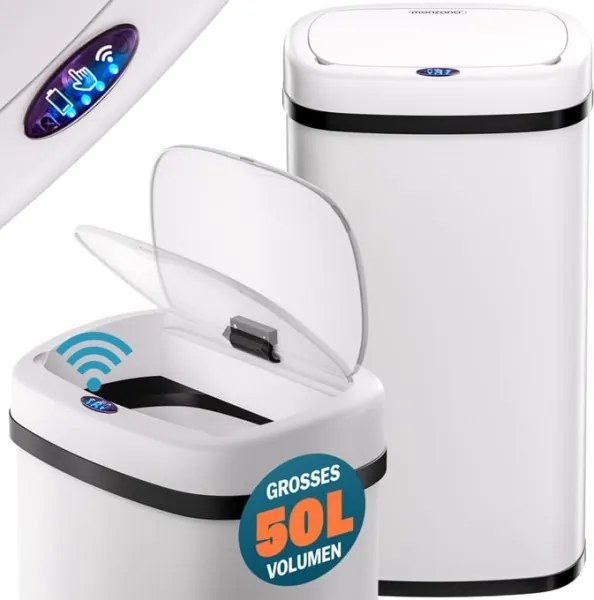Bezdotykový Jumbo koš 50l bílá USB kabel zdarma