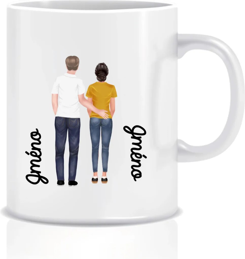 Personalizovaný klasický bílý keramický hrníček 300 ml s párem