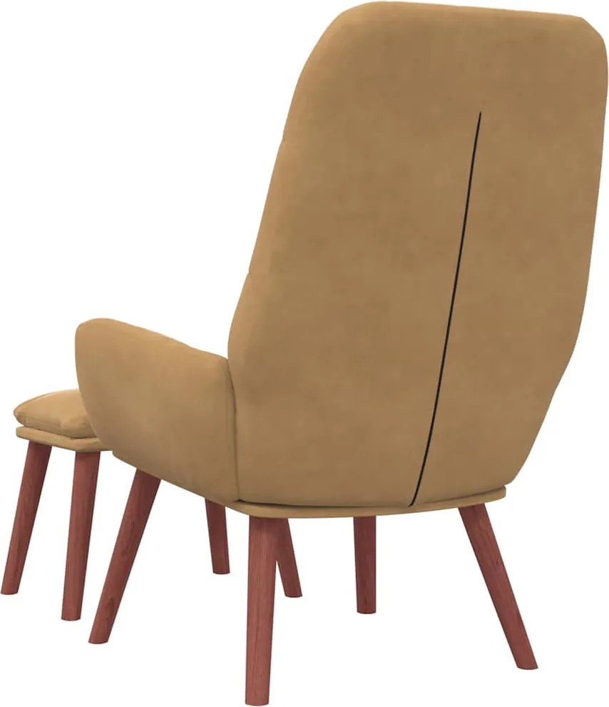Relaxační křeslo s podnožkou hnědé samet 3315146