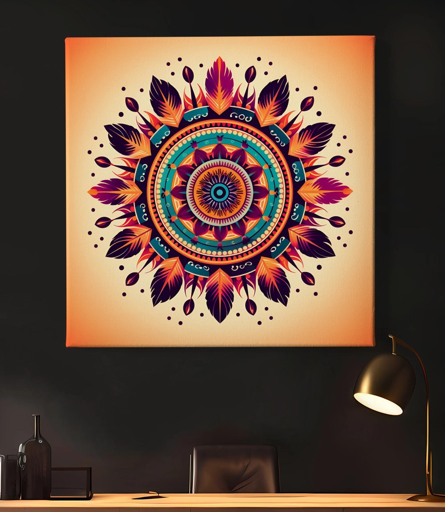 Obraz na plátně - Mandala ohnivý lapač FeelHappy.cz Velikost obrazu: 140 x 140 cm