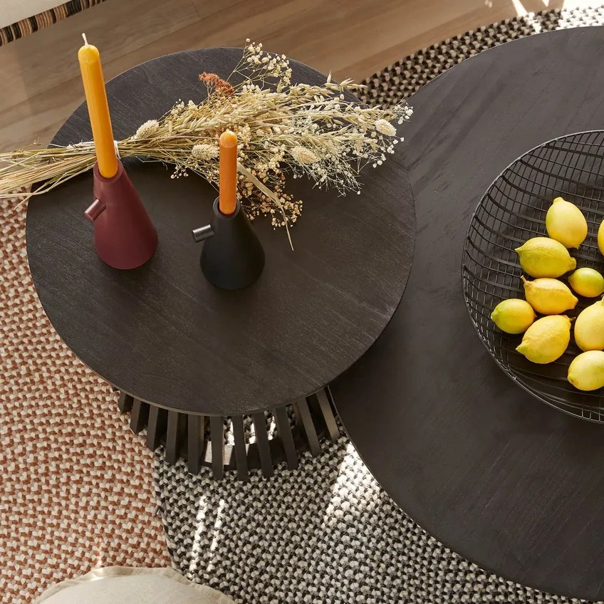 Černý dřevěný kulatý konferenční stolek Kave Home Jeanette 80 cm