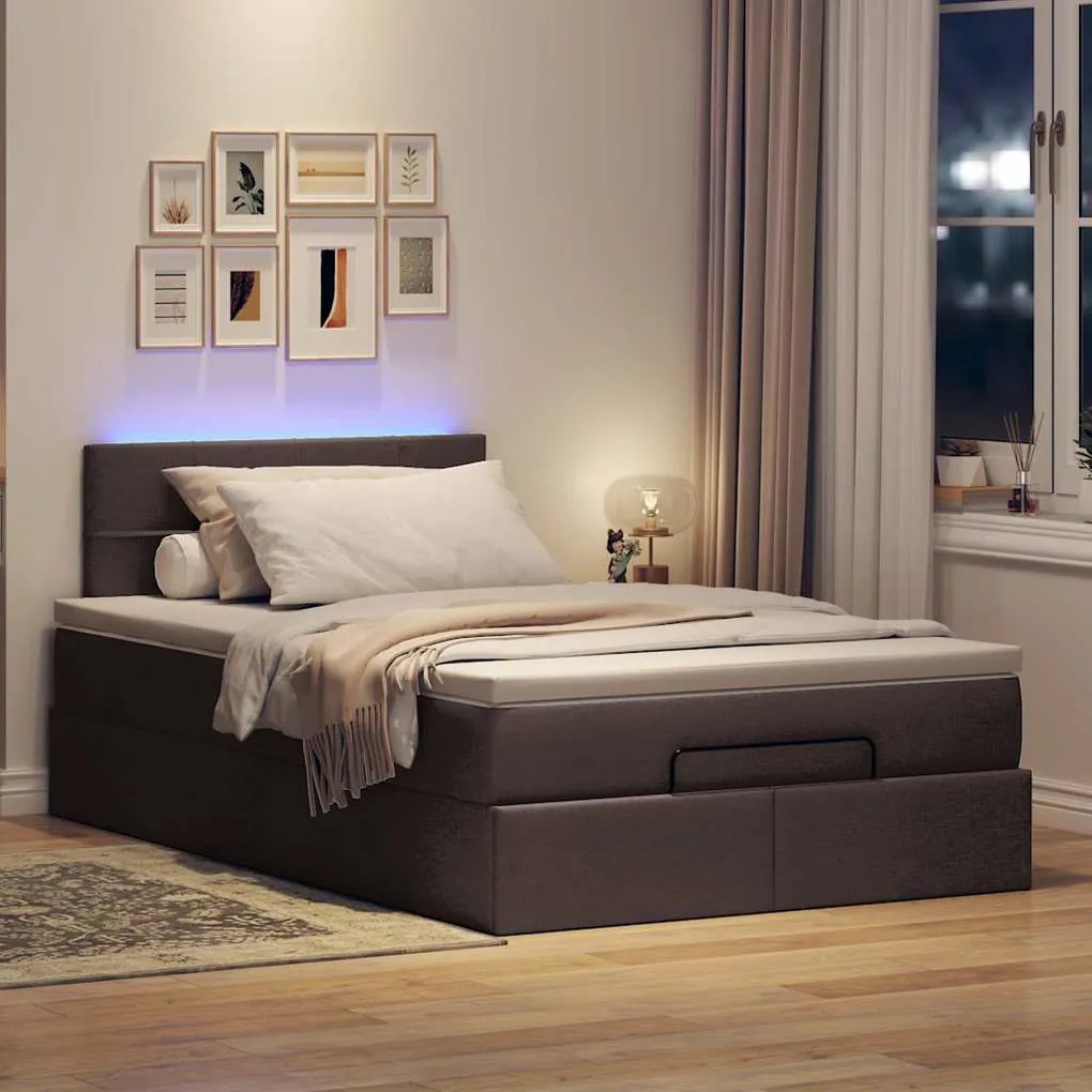 Osmanský rám postele s matrací tmavě hnědá 120x190cm textil 3312294