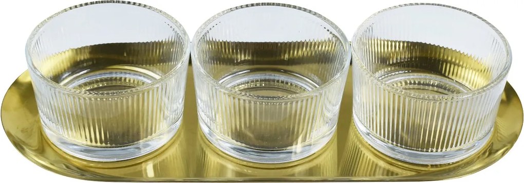 Sinsay - Úložné nádoby s podnosem 3 pack - zlatá